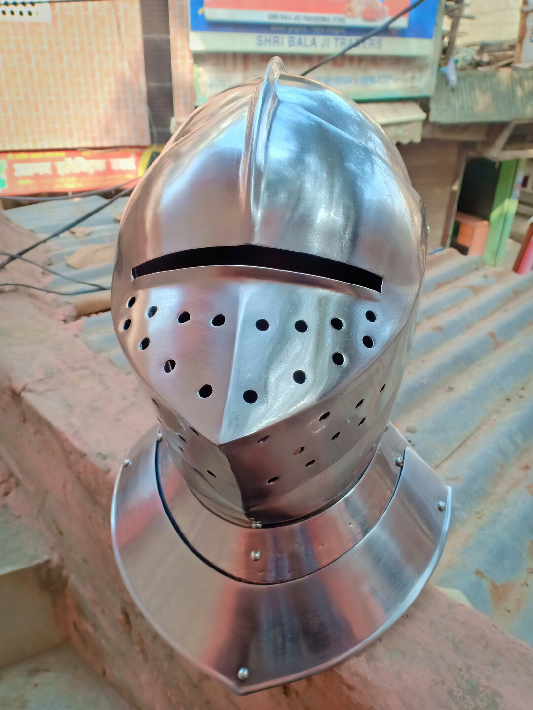 Halloween Medieval German Helmet With Stand- European Closed Knight ...
