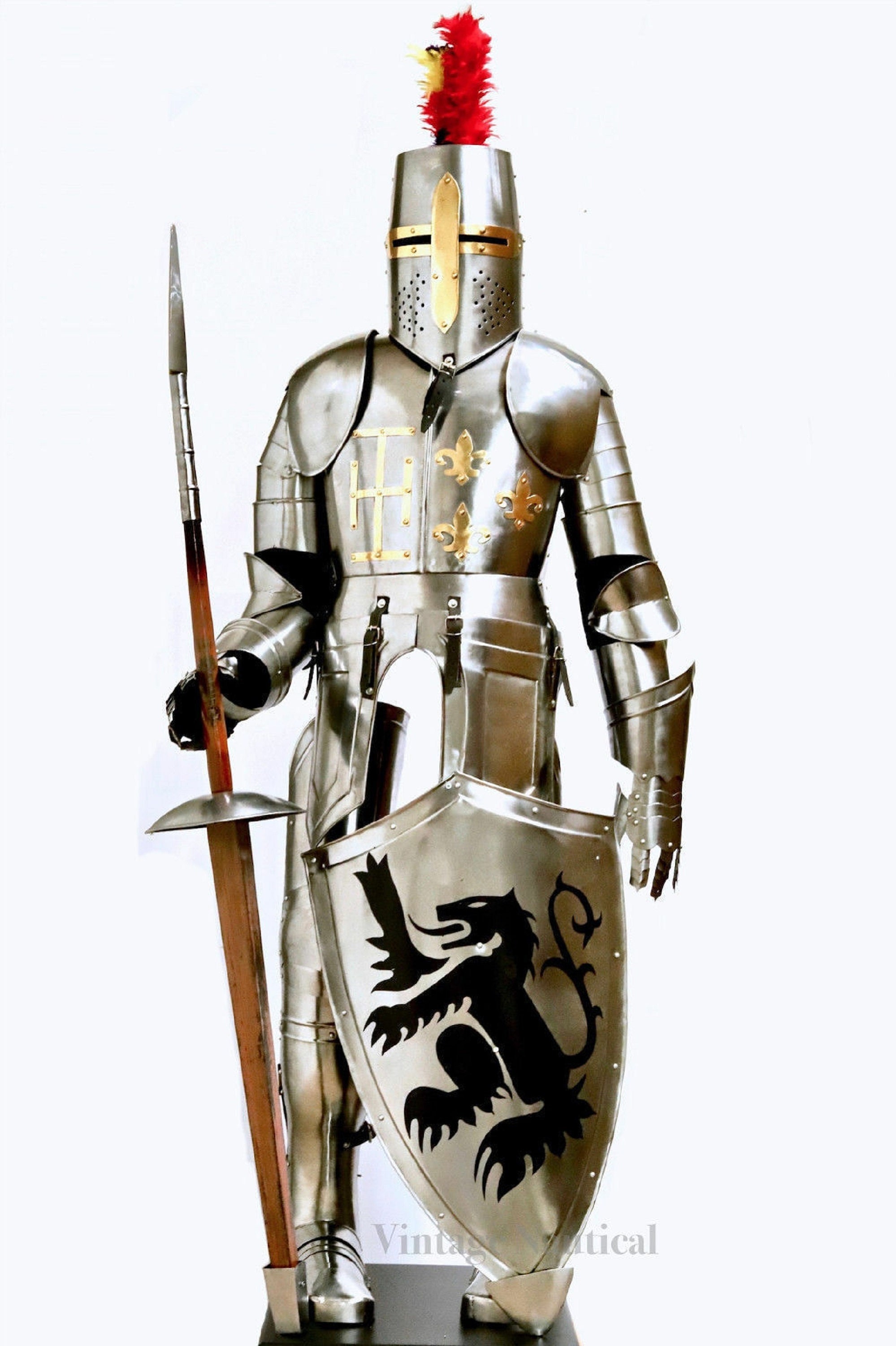 Medieval Knight Wearable Templar Armour Suit With Plume halloween ...