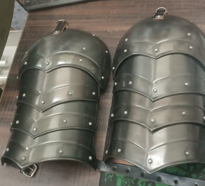 Medieval Armor Suit Gothic Leg Guard Bracer Gorget Spaulders Set Iron ...