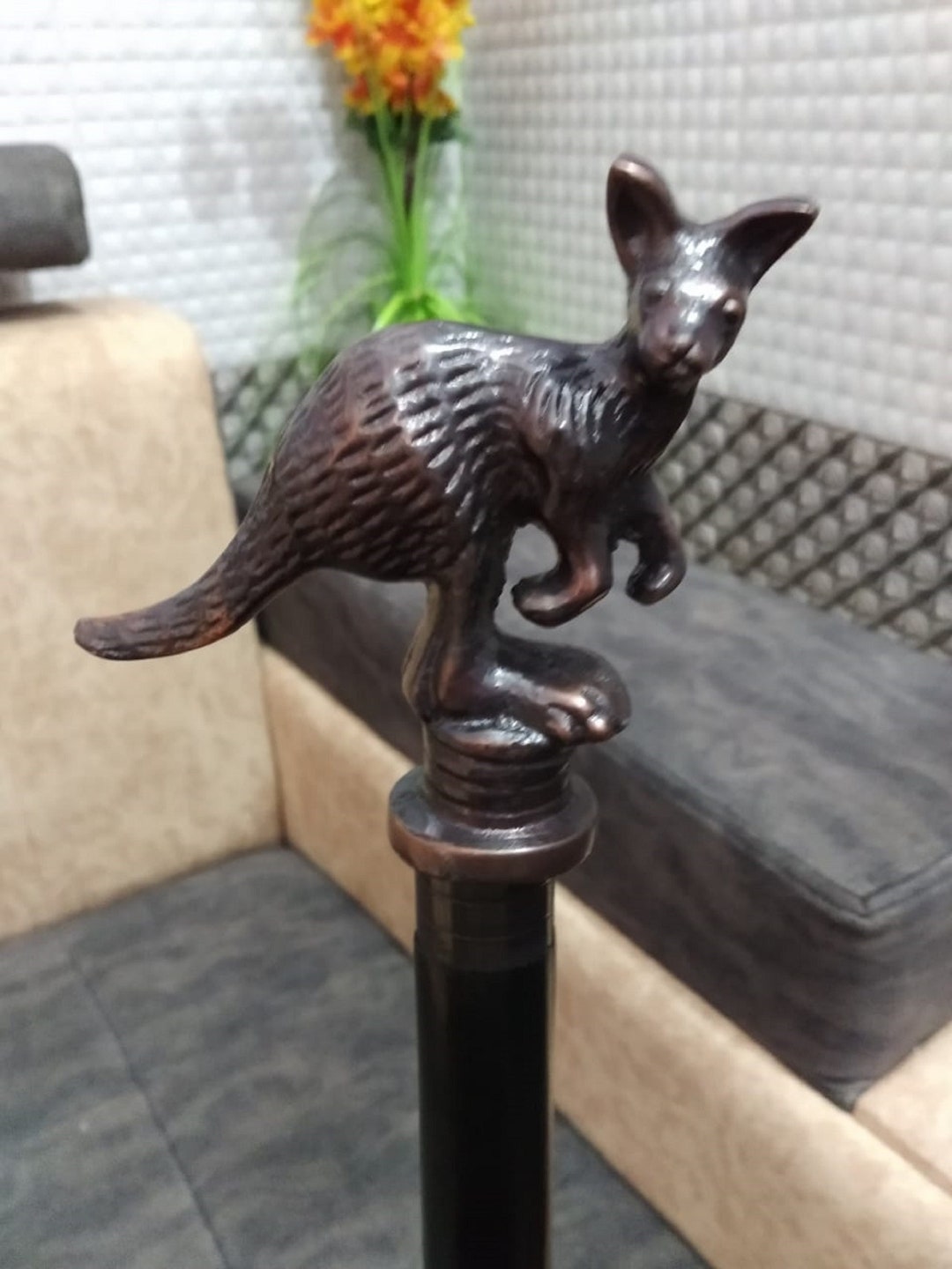 Victorian Walking Cane Kangaroo Head Handle ~ Foldable Nautical Wooden ...