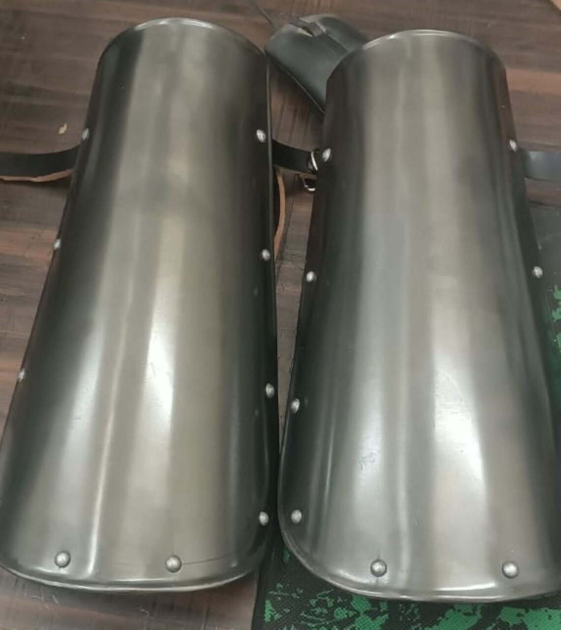 Medieval Armor Suit Gothic Leg Guard Bracer Gorget Spaulders Set Iron ...