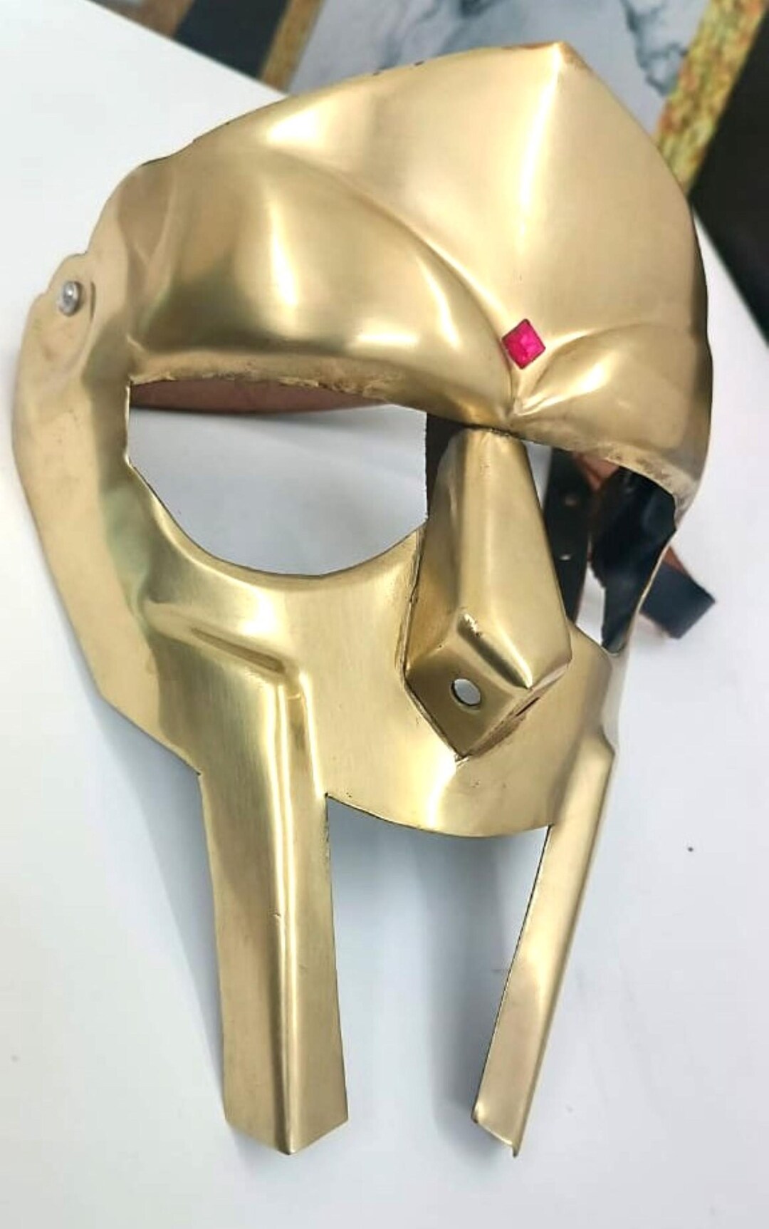 Knight MF DOOM Brass Finish Mask Mad-villain Steel Face Armor Medieval ...