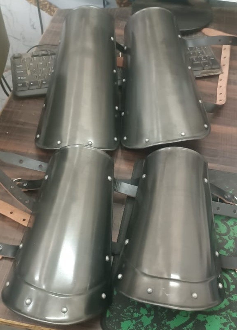 Medieval Armor Suit Gothic Leg Guard Bracer Gorget Spaulders Set Iron ...