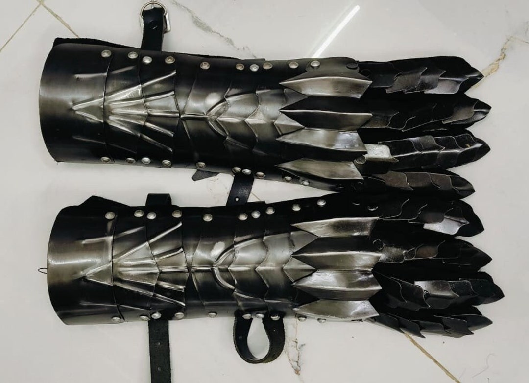 Halloween Medieval Gauntlet BLACK Nazgul Gloves Armor Knight Gothic ...