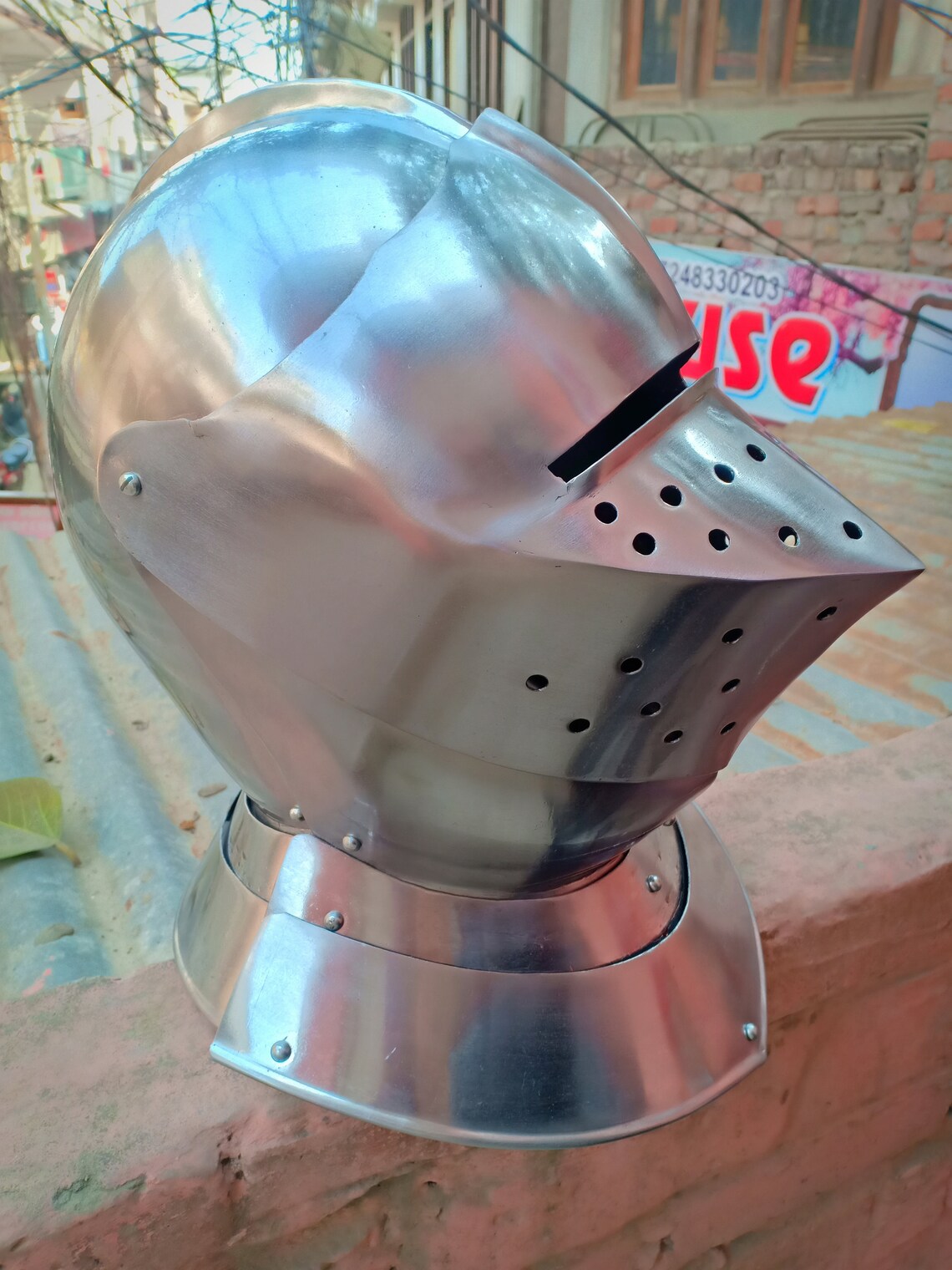 Halloween Medieval German Helmet With Stand European Closed Knight ...