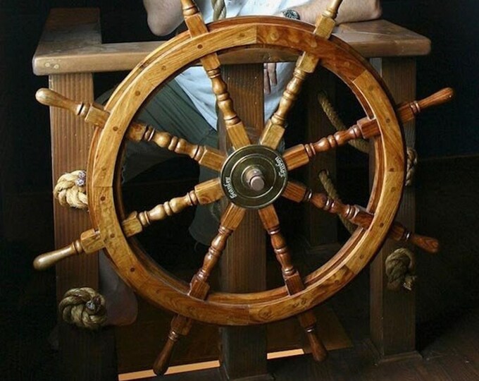 Large 40cm Rustic Ships Wheel Wall Mounted Decoration Nautical Home ...