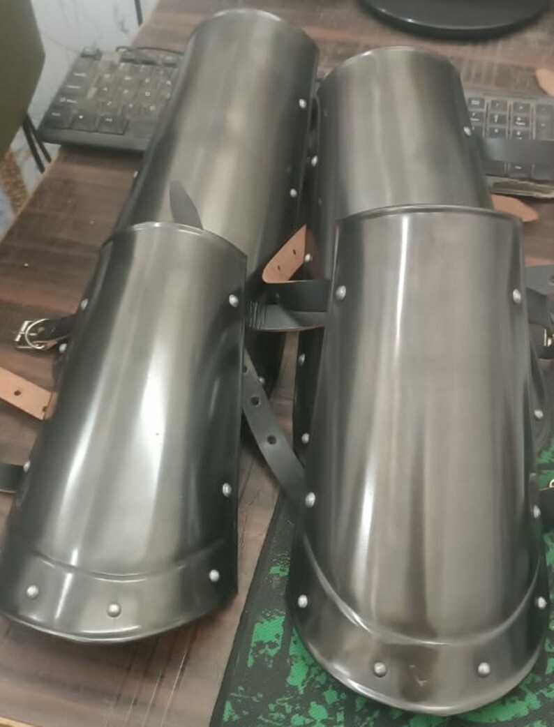 Medieval Armor Suit Gothic Leg Guard Bracer Gorget Spaulders Set Iron ...