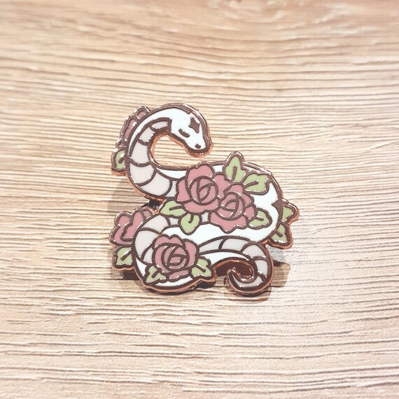Floral Snake Enamel Pin - Etsy