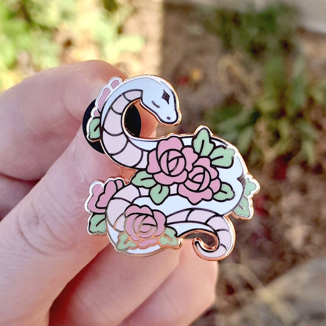 Floral Snake Enamel Pin - Etsy