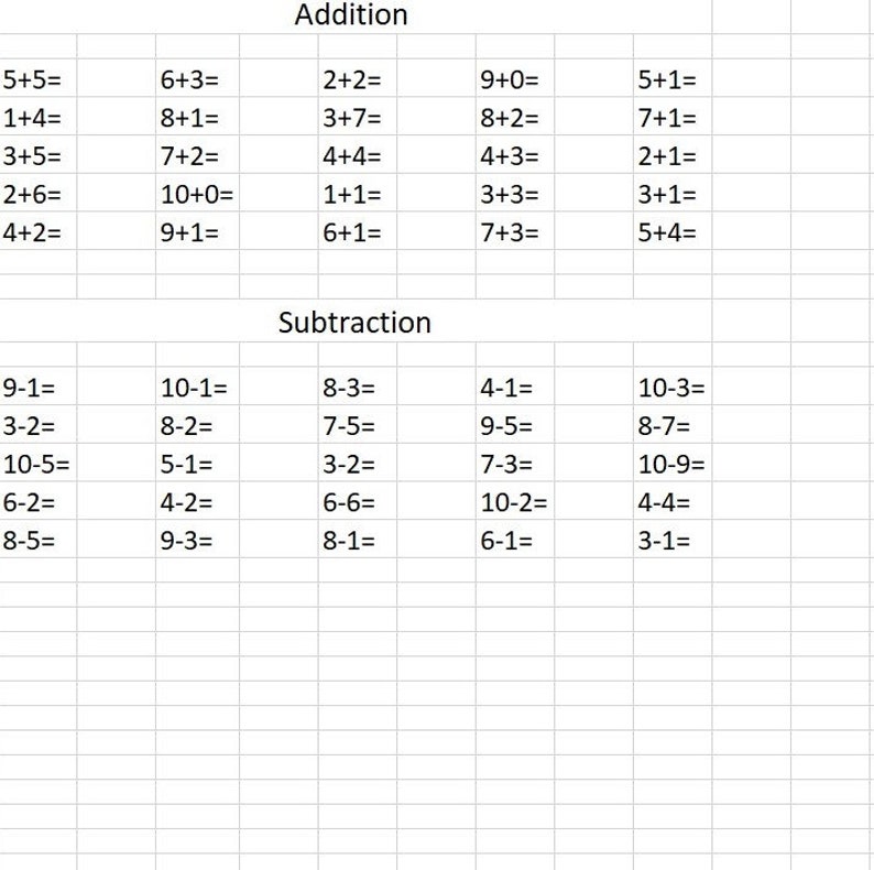 Addition and Subtraction - Etsy