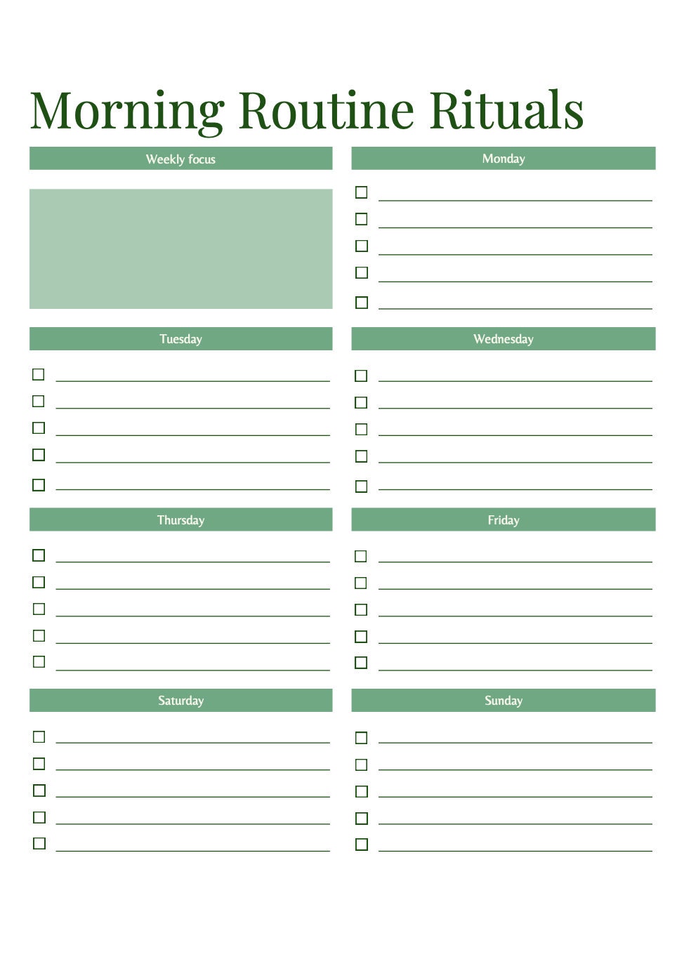 Morning Routine Ritual Printable Planner Sheet - Etsy