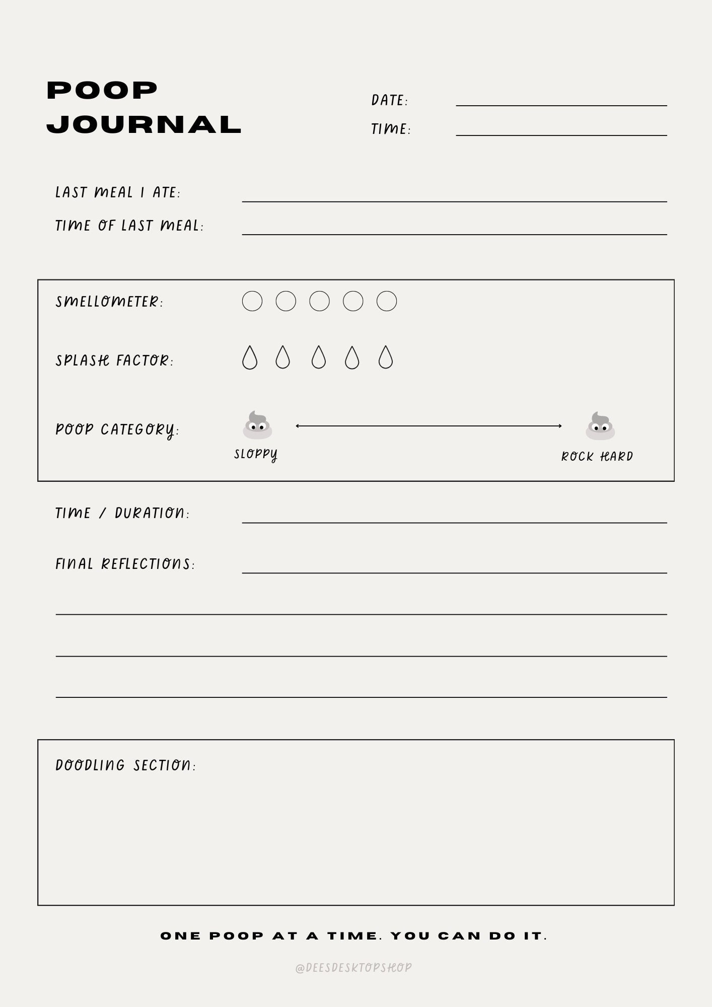 Printable Poop Journal Sheet - Etsy