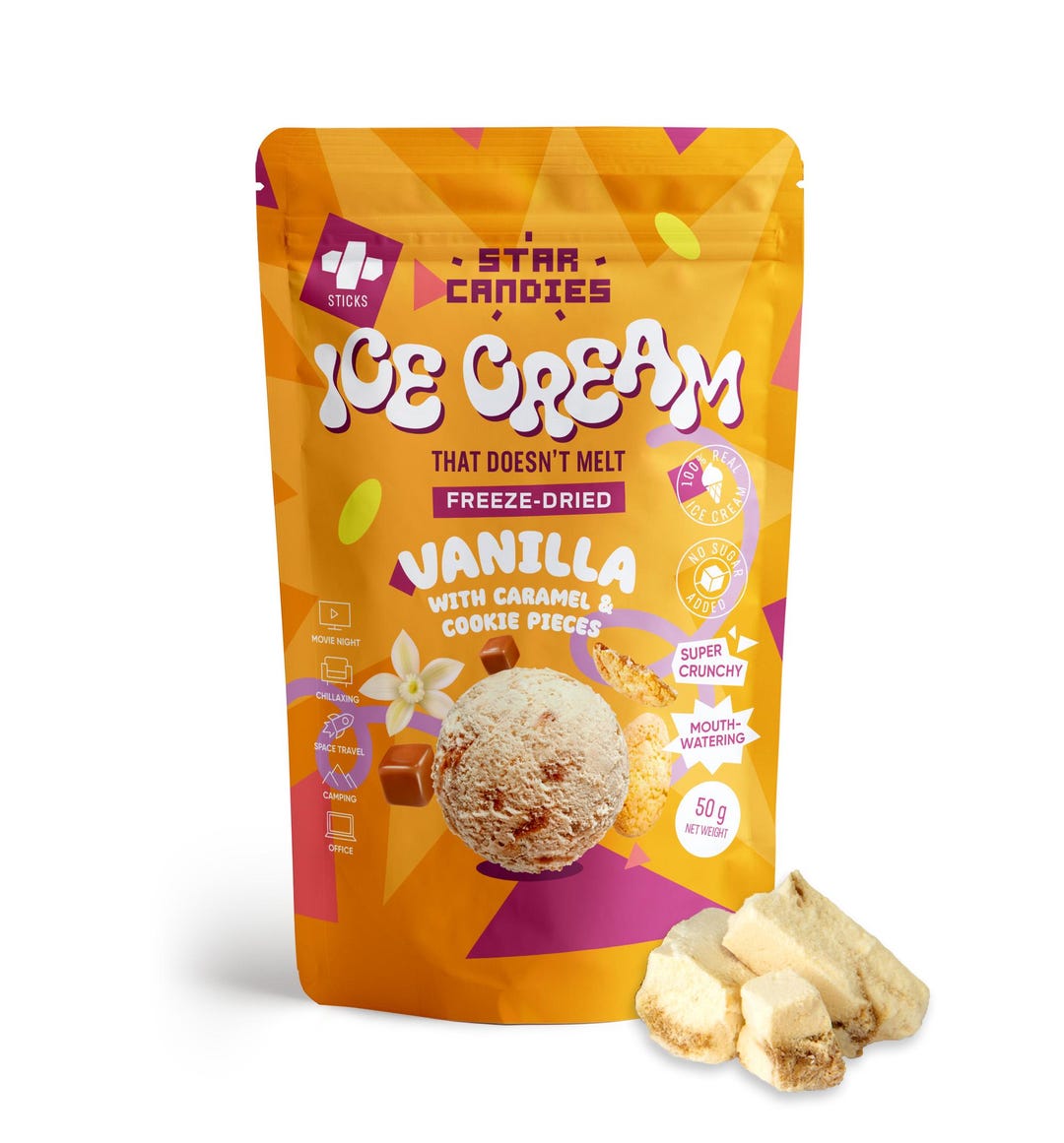 STAR CANDIES Freeze-dried Vanilla Ice Cream With Caramel and Cookie ...