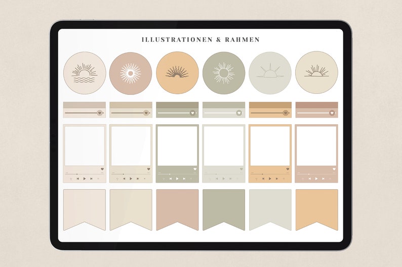 Digitale Sticker Set Goodnotes 282 PNG Dateien Basic Boho - Etsy México