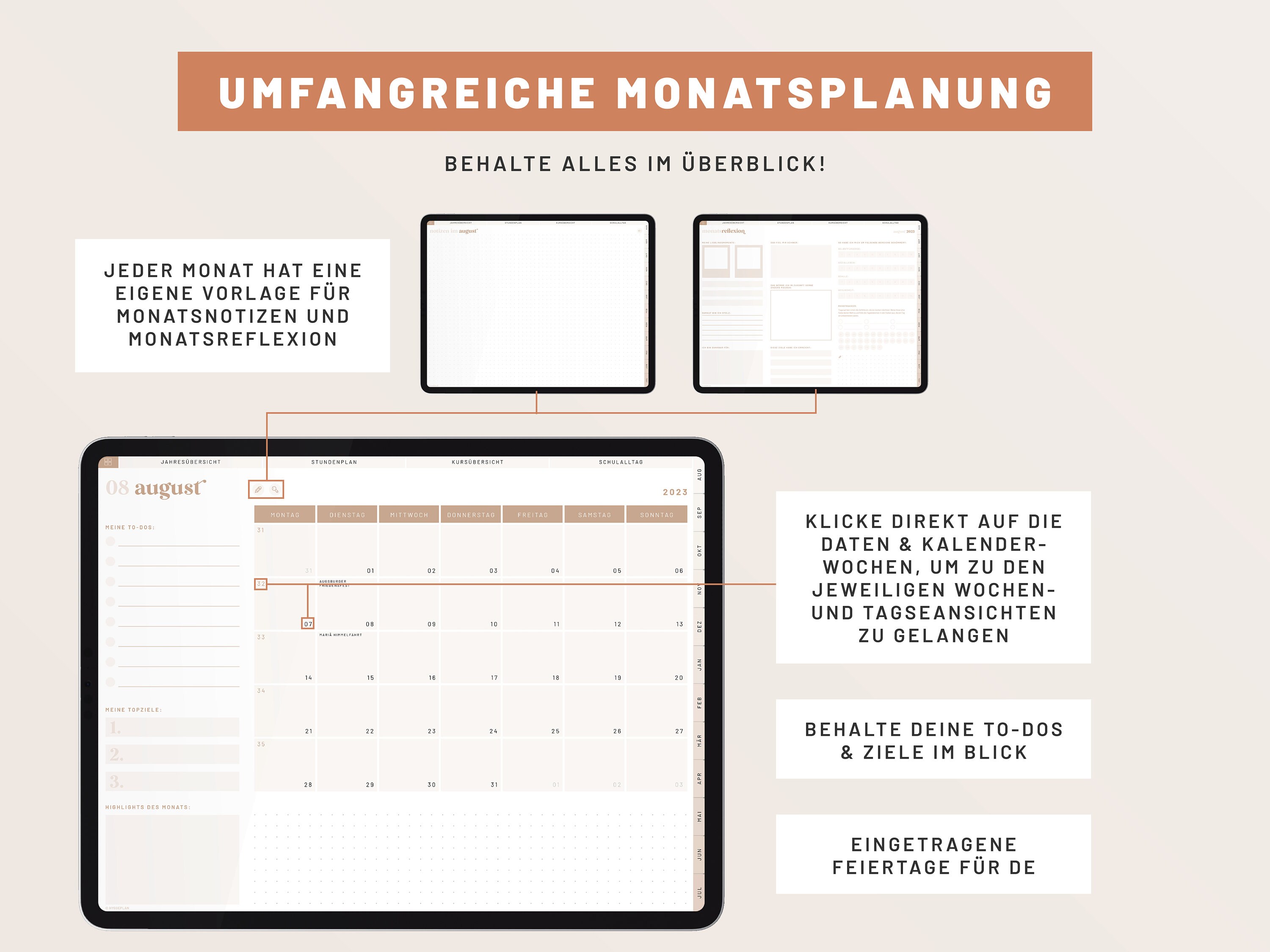 Student Calendar 2023 2024 Digital August 2023 July 2024 - Etsy Australia