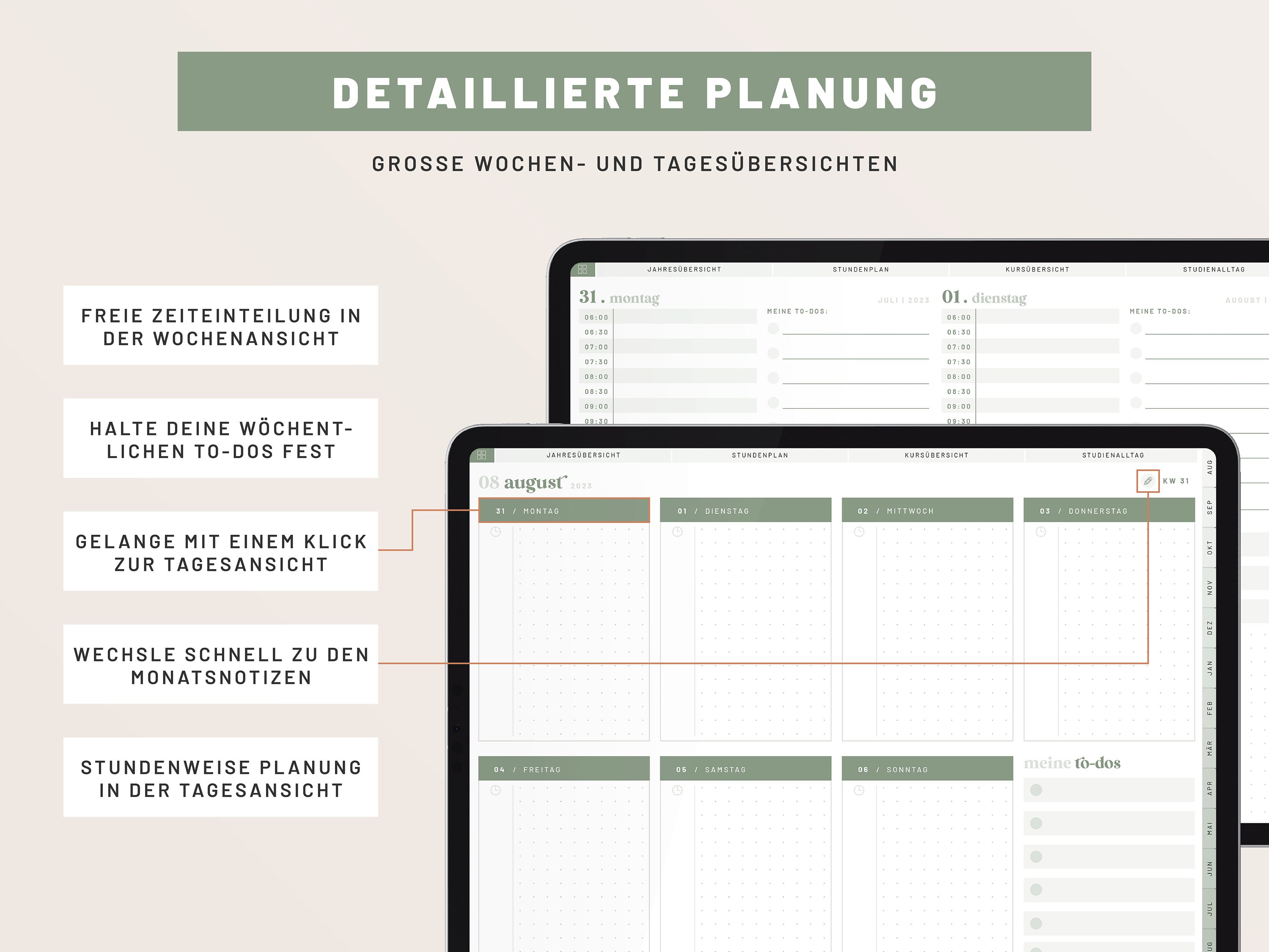 Digital Study Planner German Aug 2023 Sep 2024 Semester Planner for ...