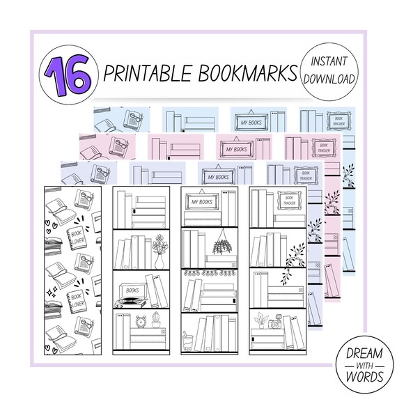 Reading Tracker Printable Bookmarks Instant Download PDF - Etsy