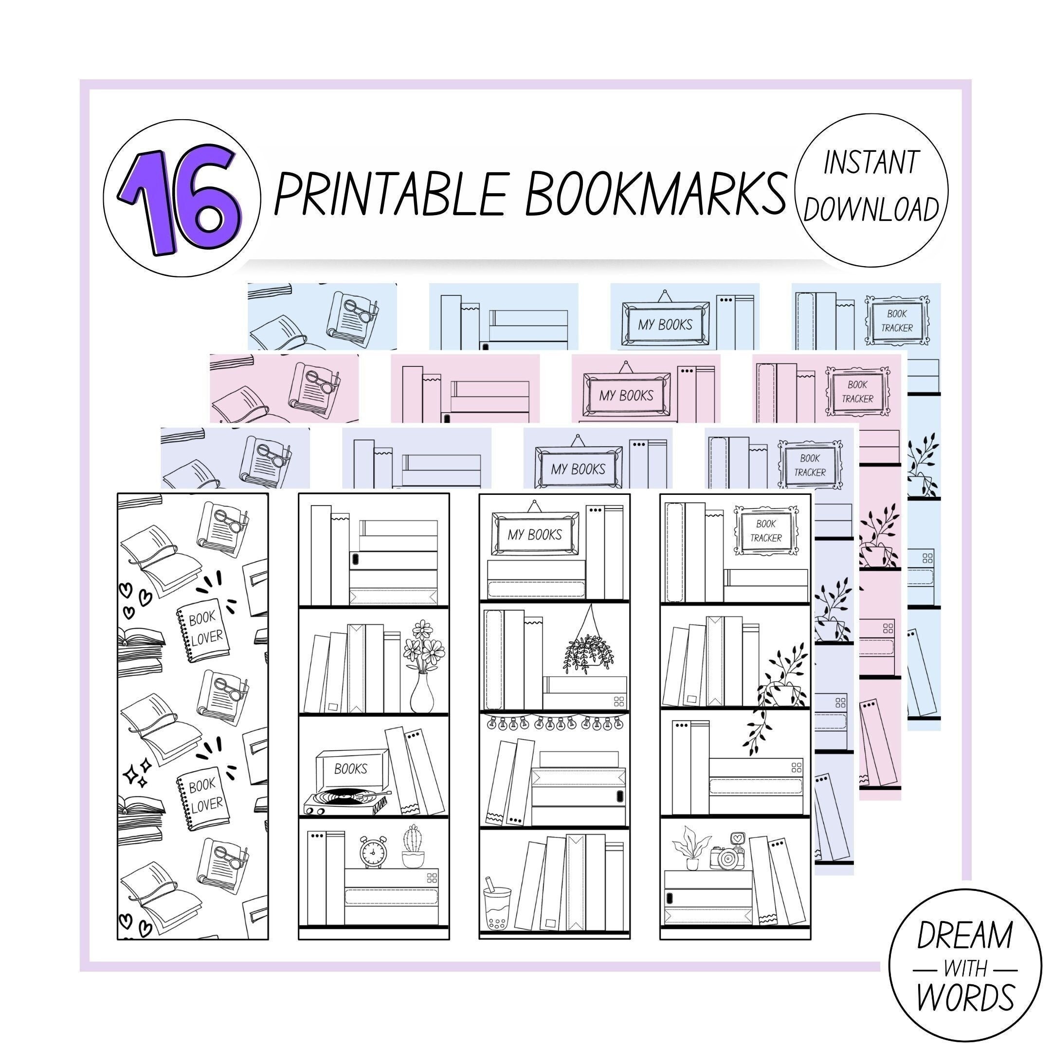 Reading Tracker - Printable Bookmarks - Instant Download - PDF and JPG ...