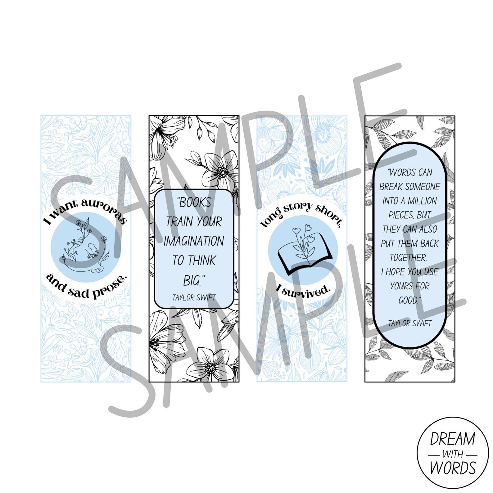 Taylor Swift - Printable Bookmarks - Instant Download - PDF and JPG - Etsy