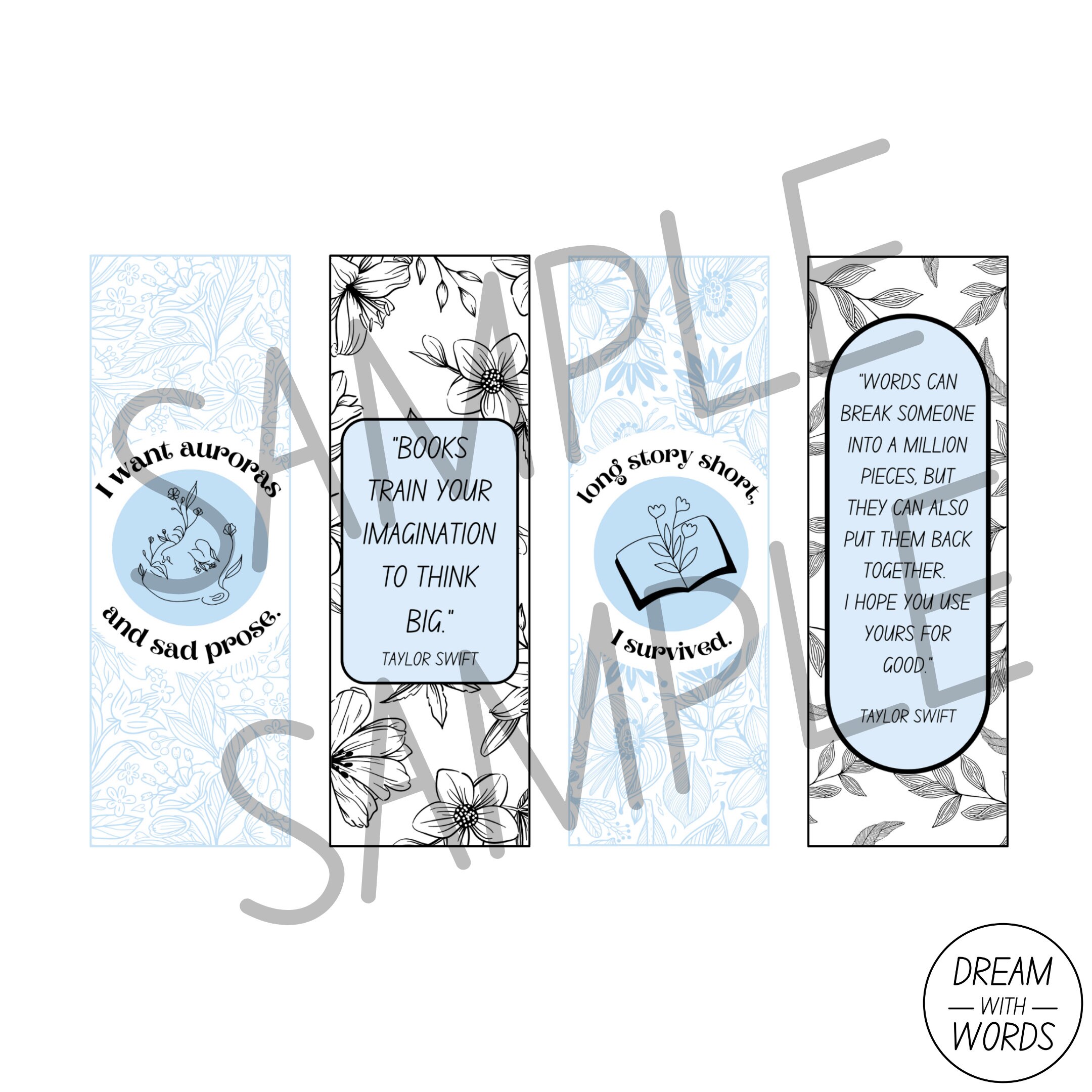 Taylor Swift Printable Bookmarks Instant Download PDF and JPG - Etsy