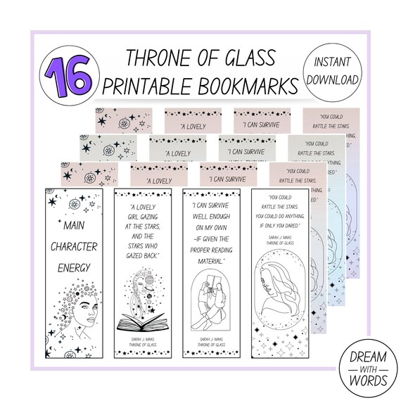 Sarah J. Maas Throne of Glass Printable Bookmarks - Etsy