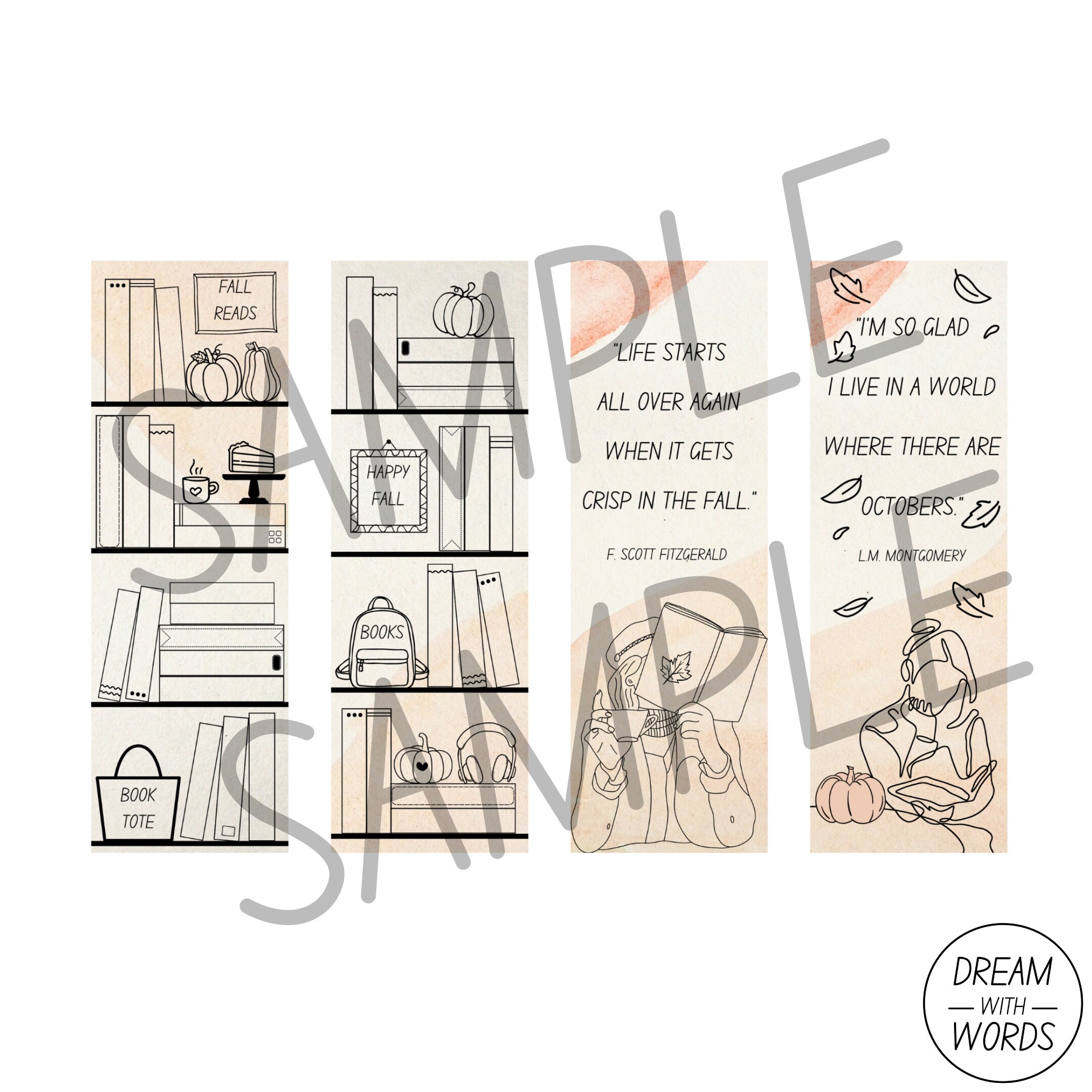 Autumn Reading Tracker Printable Watercolor Bookmarks Fall - Etsy