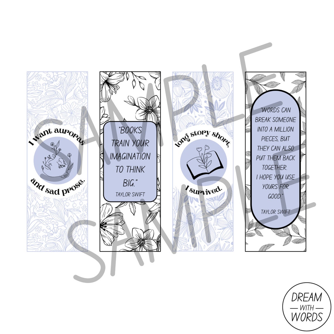 Taylor Swift - Printable Bookmarks - Instant Download - PDF and JPG ...