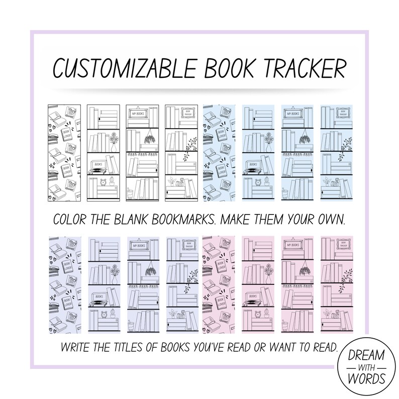 Reading Tracker Printable Bookmarks Instant Download PDF - Etsy