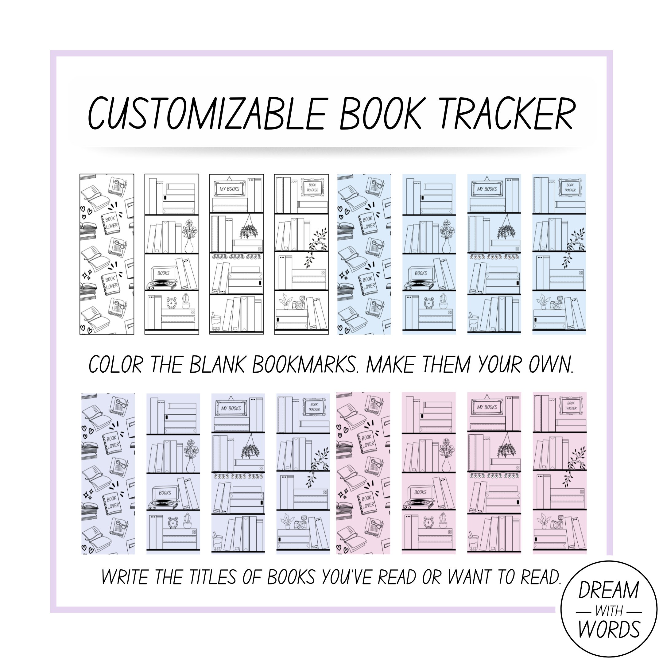 Reading Tracker Printable Bookmarks Instant Download PDF and JPG - Etsy