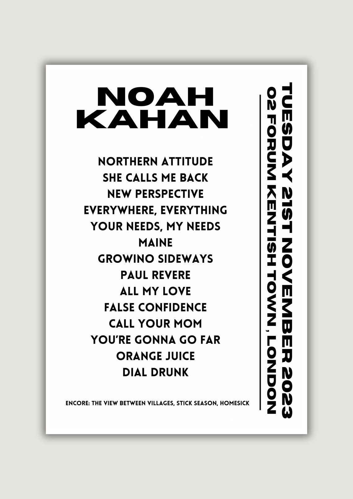 Customised Concert Setlist Print, Personalised Concert Setlist, Concert ...