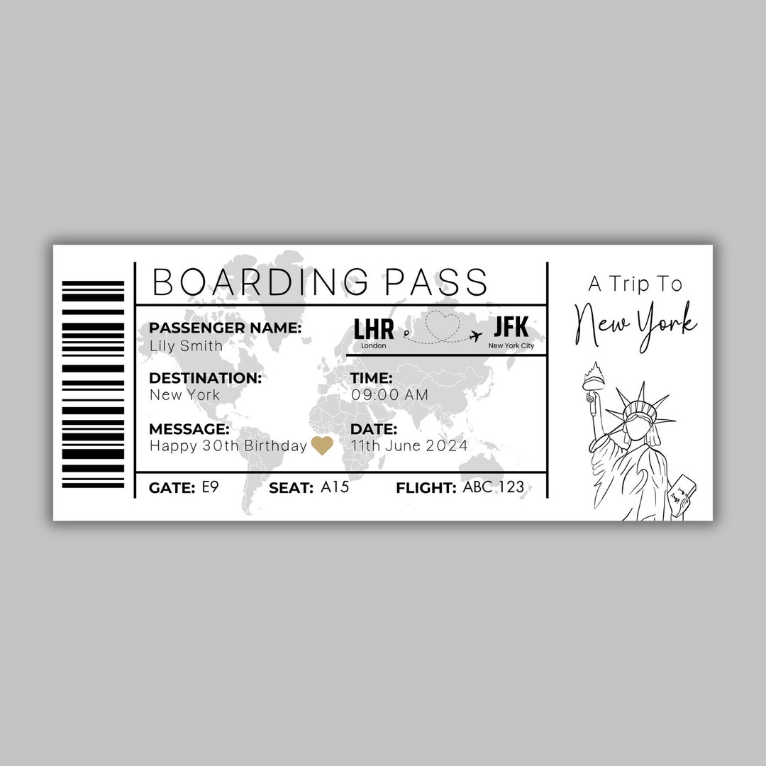 Personalised Boarding Pass Art, Custom Travel Keepsake, Custom Boarding ...