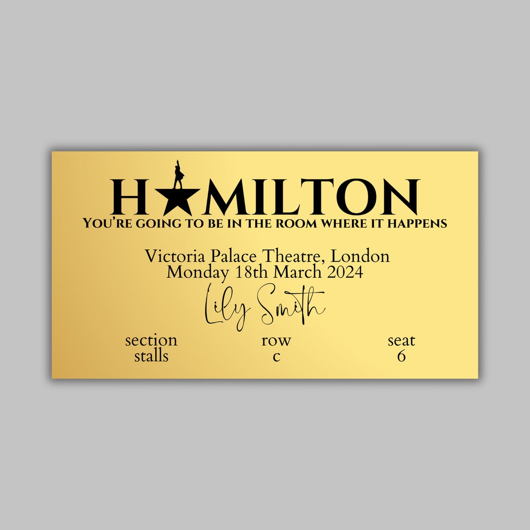 Hamilton Souvenir Ticket, Personalised Hamilton Ticket, Hamilton Gift ...