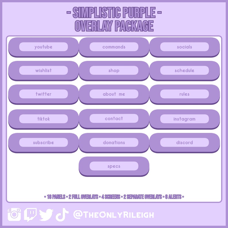 Simplistic Purple Twitch Overlay Package Pastel Purple Kawaii Aesthetic ...