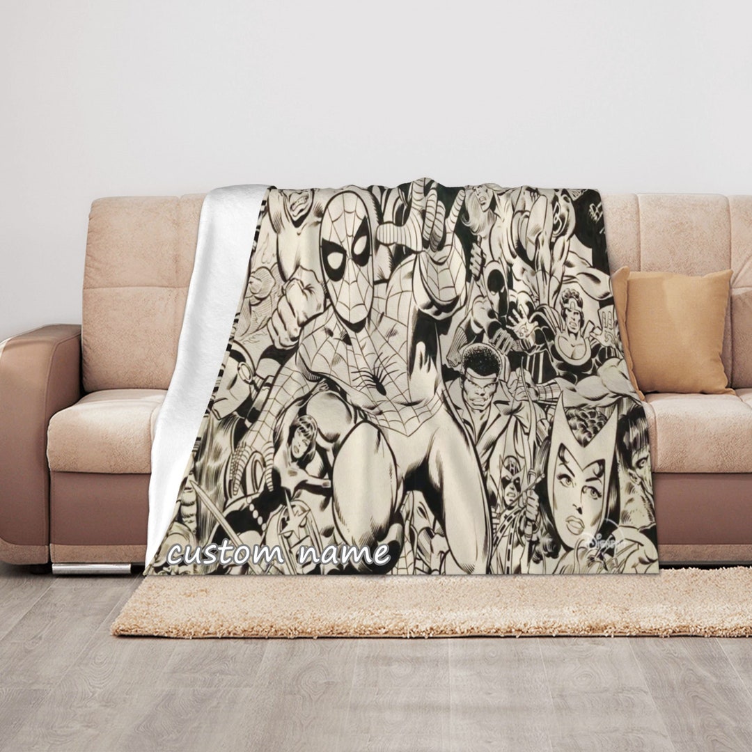 Marvel Behind the Mask Custom Name Blanket Baby Girl Boy Blankets Throw ...