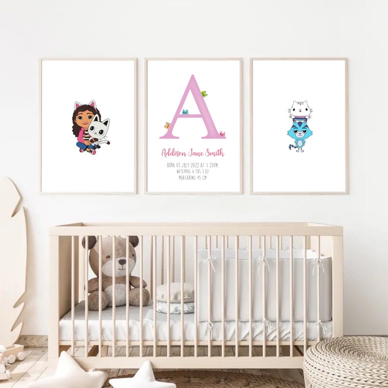 Custom Personalised Gabby's Dollhouse Pandy, Catrat and Cakey Nursery ...