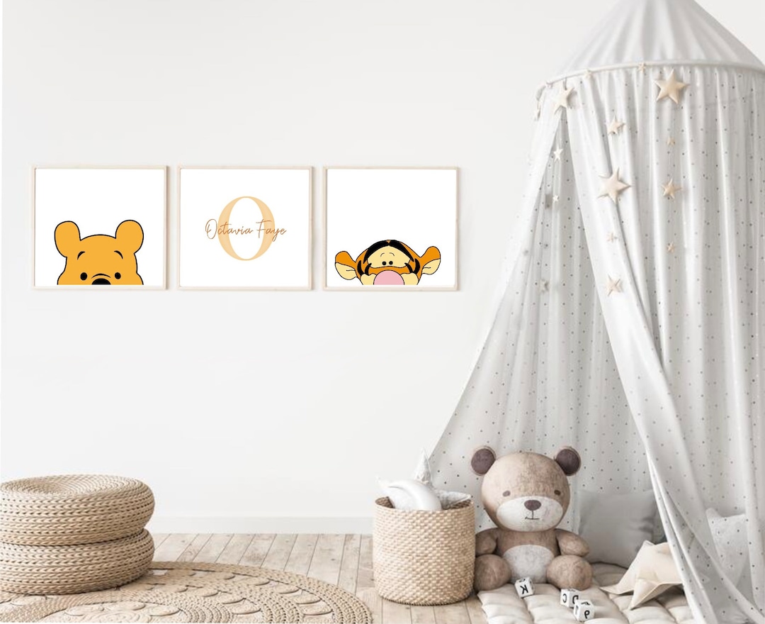 Custom Personalised Peeking Winnie the Pooh and Tigger Nursery or Kids ...