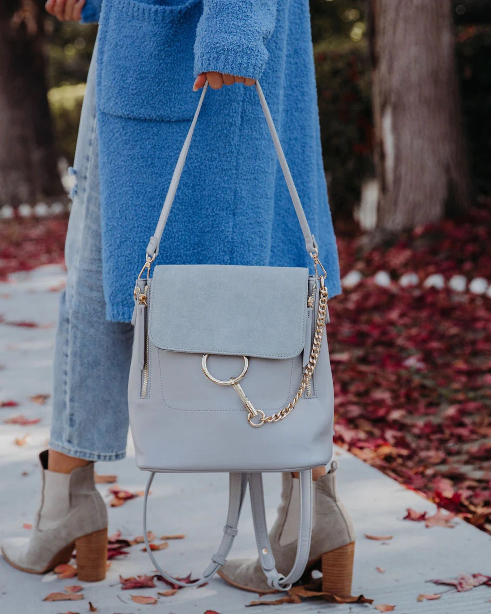 GIA Cross Backpack Handbag 2 Way Grey Bag - Etsy