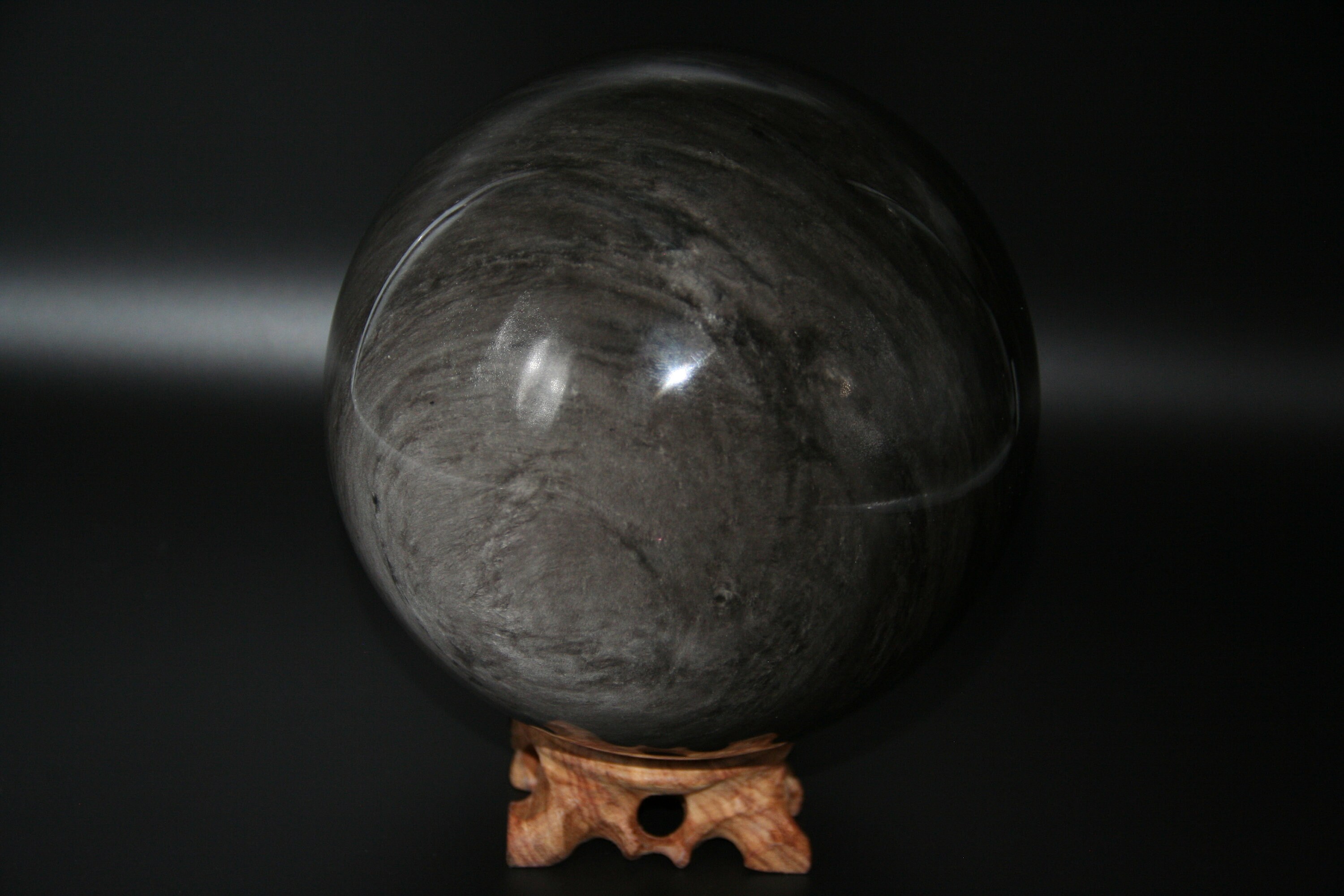 Silver Sheen Obsidian Sphere - Etsy