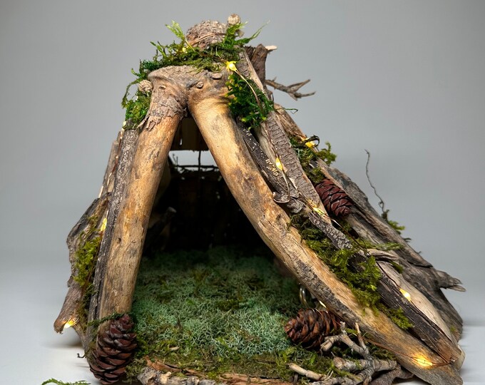 Handcrafted Natural Twig Fairy House With Mossy Floor - Etsy