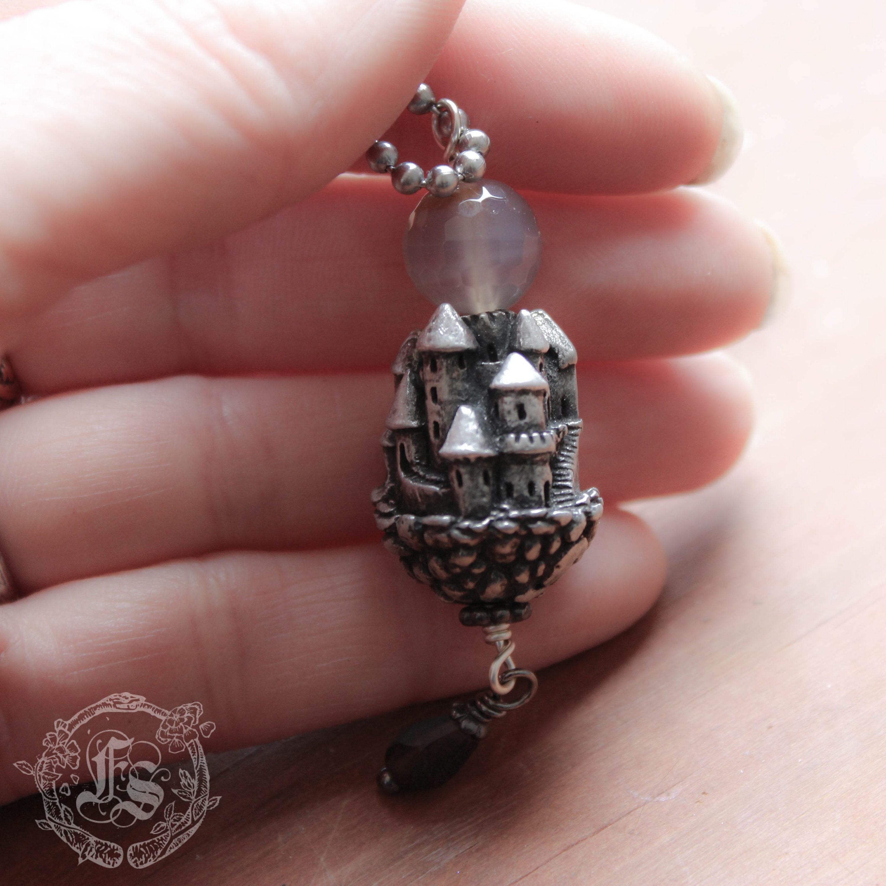 Floating Castle Pendant. Dark Fairytale Long Necklace for a Gothic ...