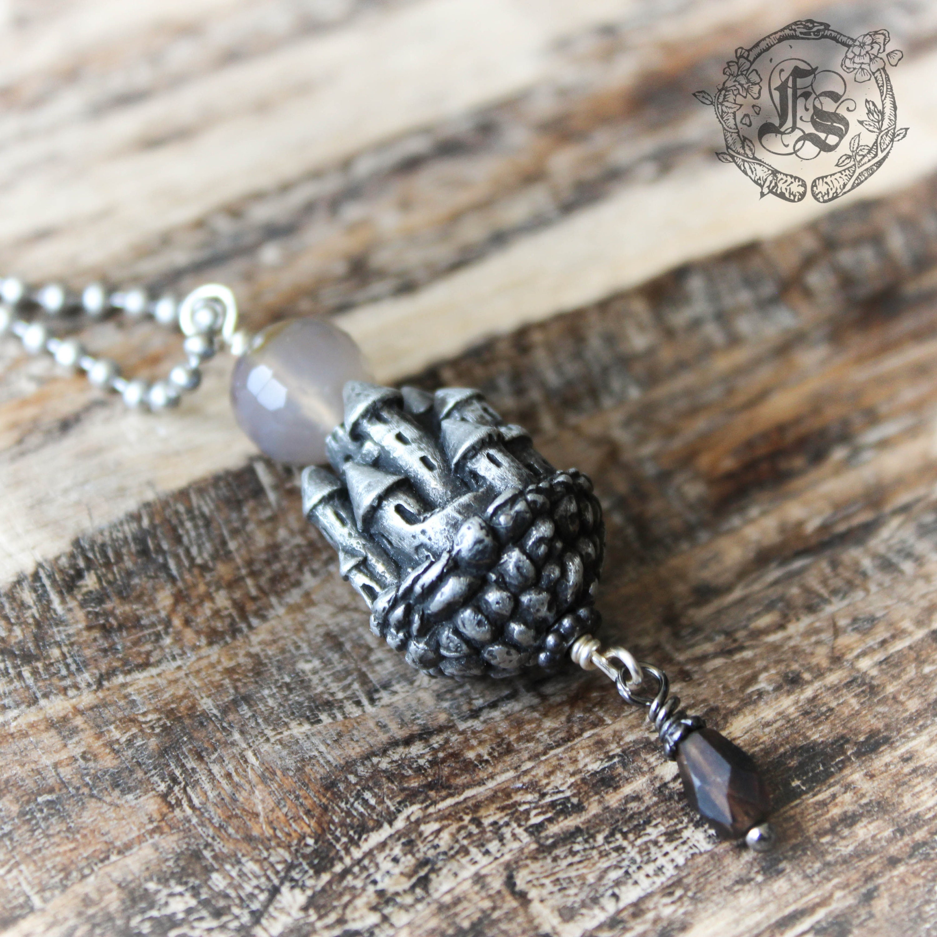Floating Castle Pendant. Dark Fairytale Long Necklace for a Gothic ...