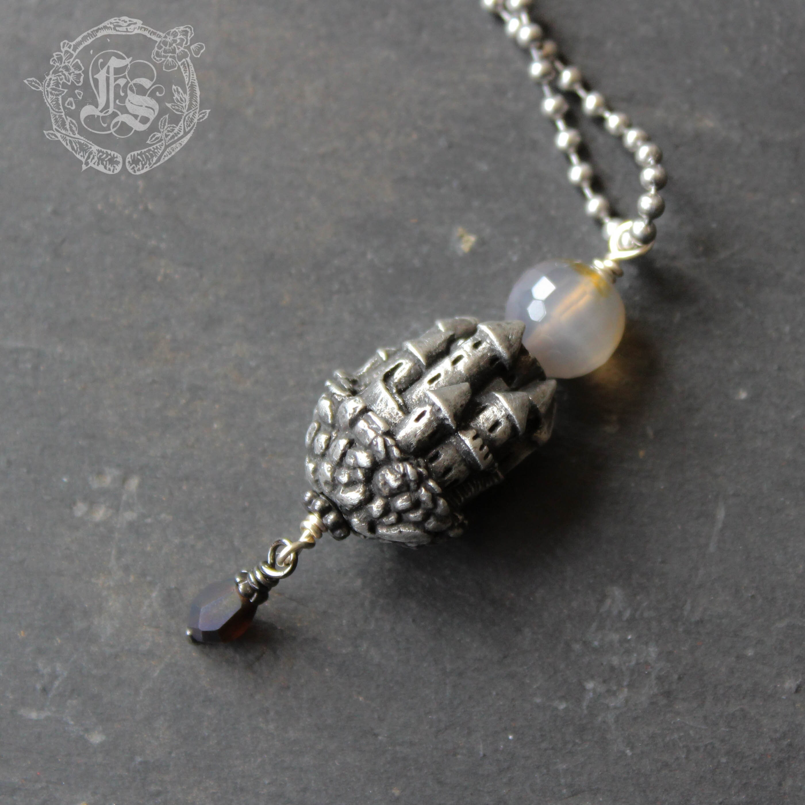 Floating Castle Pendant. Dark Fairytale Long Necklace for a Gothic ...