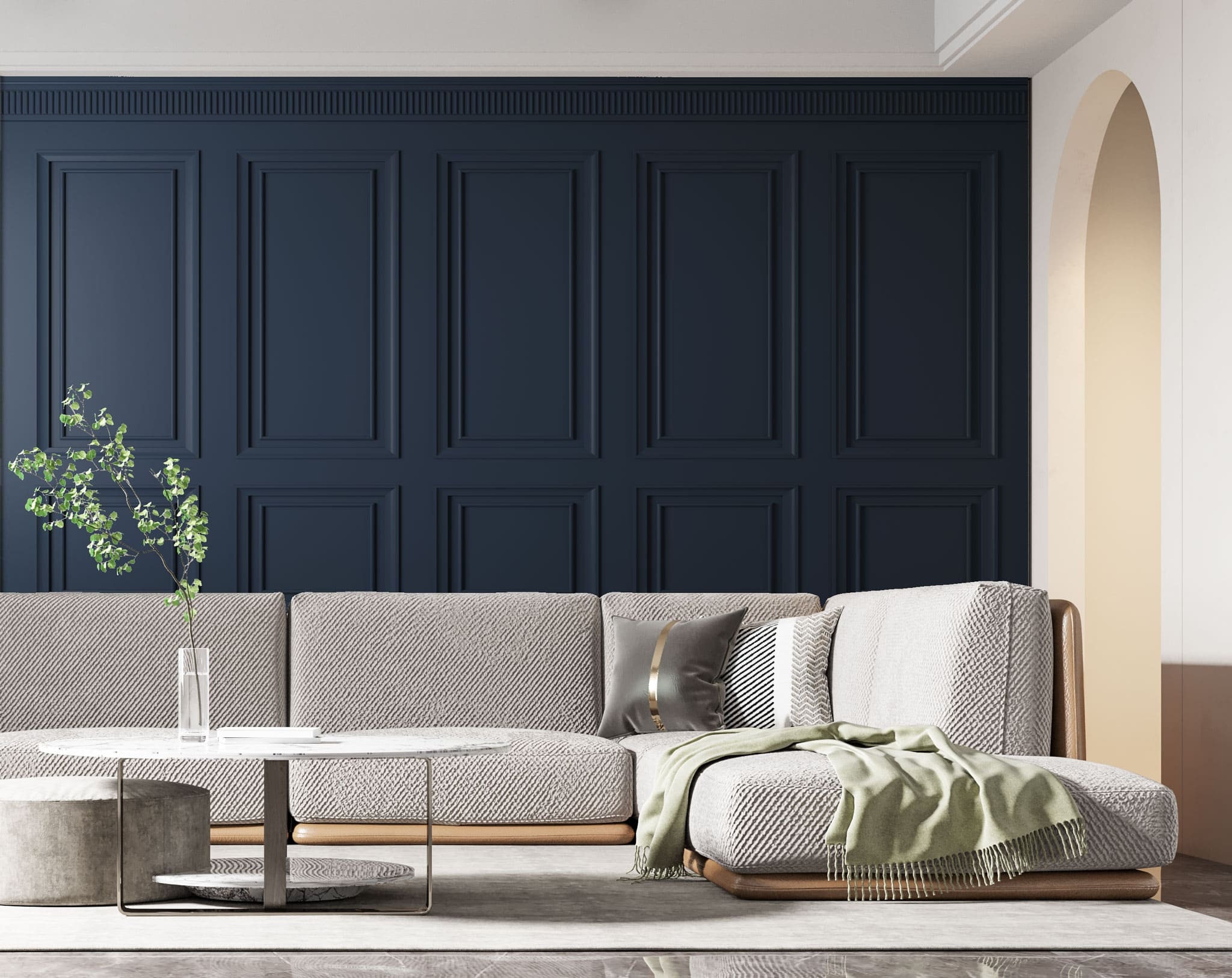 Dark Blue Luxury Boiserie Wood Panels Wallpaper | Antique Baroque ...