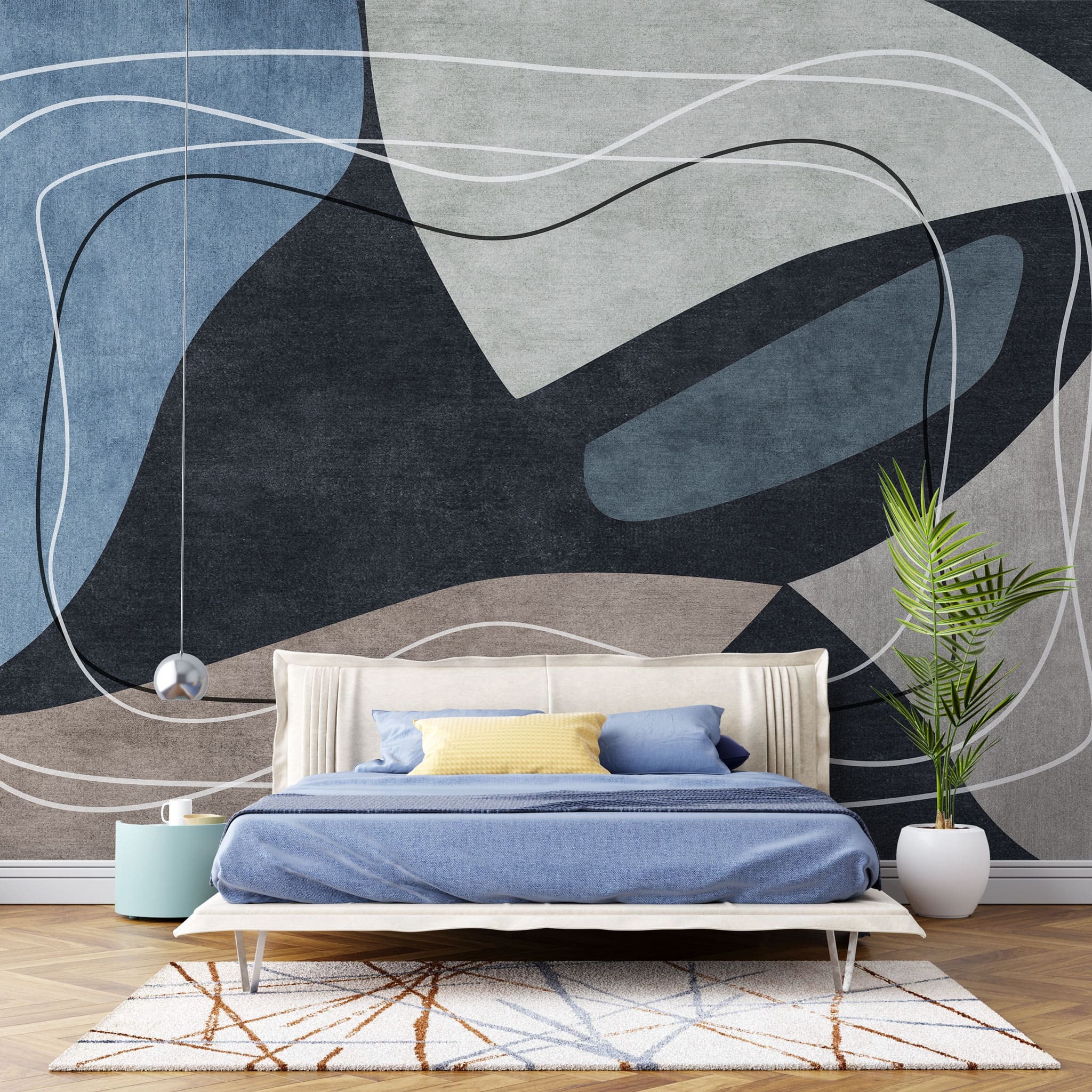 Lines Waves Abstract Wallpaper | Luxury Modern Wall Decor | Textured ...