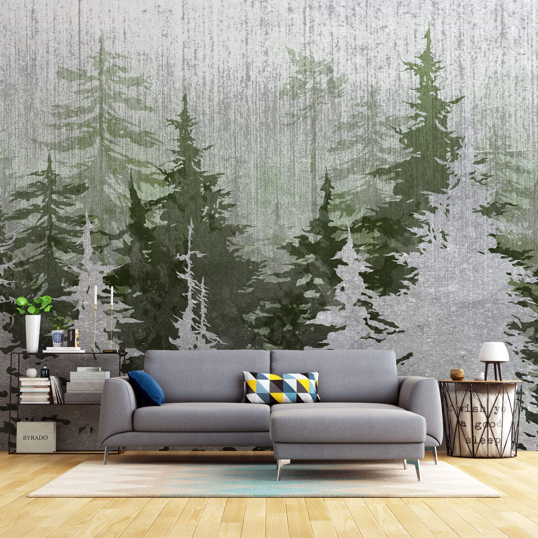 Silver Pine Forest Wallpaper | Luxury Modern Wall Decor | Nature Pine ...
