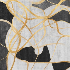 Gold Line Abstract Design Wallpaper Luxury Modern Wall Decor Textured ...