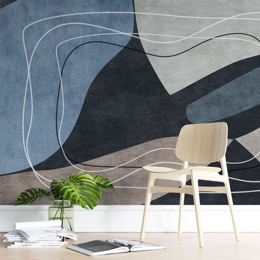 Lines Waves Abstract Wallpaper | Luxury Modern Wall Decor | Textured ...