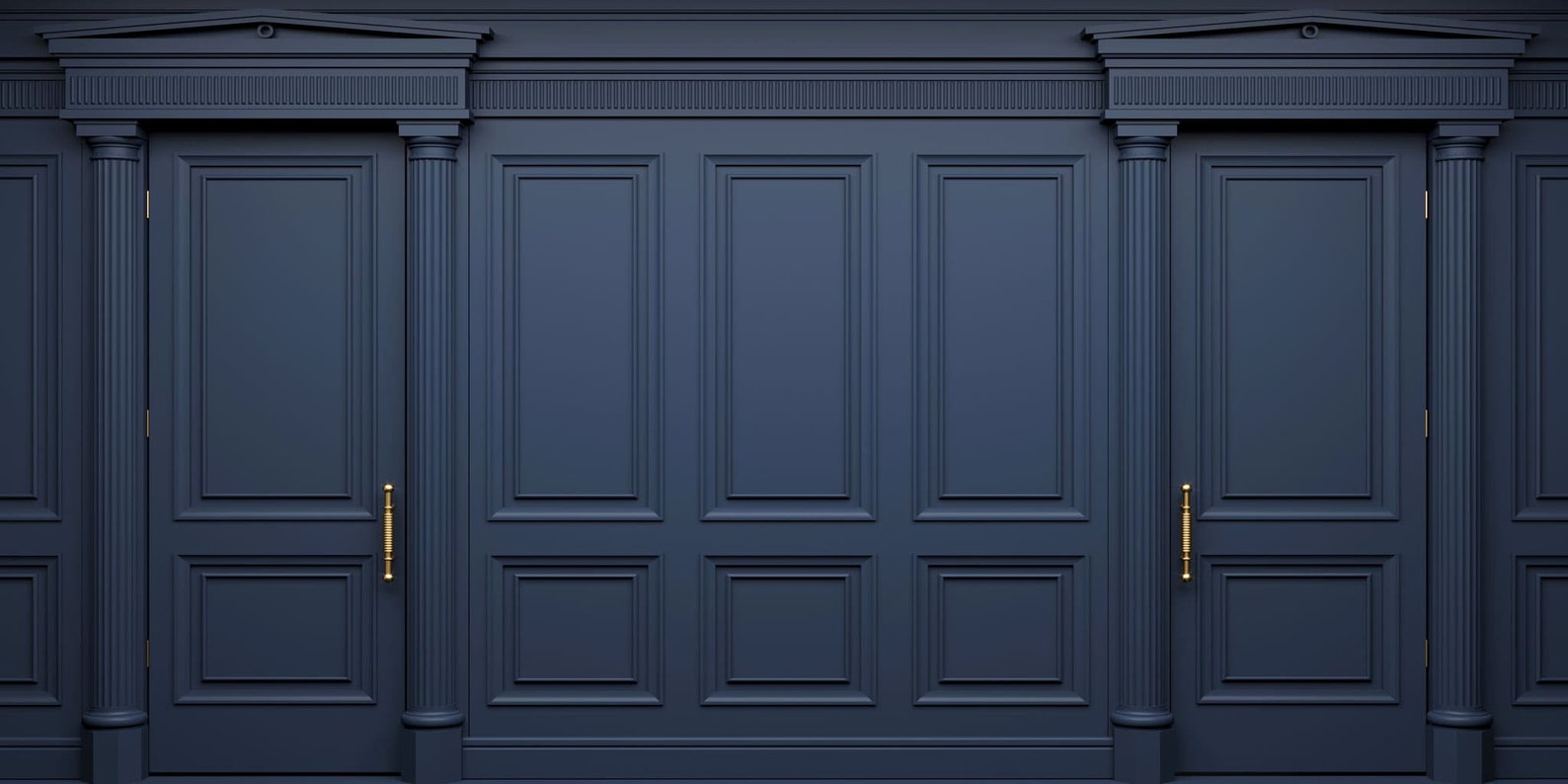 Deep Blue Luxury Boiserie Wood Panels Wallpaper | Antique Baroque ...