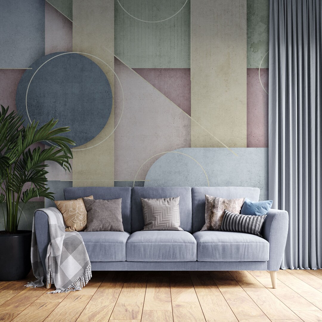 Faded Geometrics Abstract Wallpaper | Luxury Modern Wall Decor ...