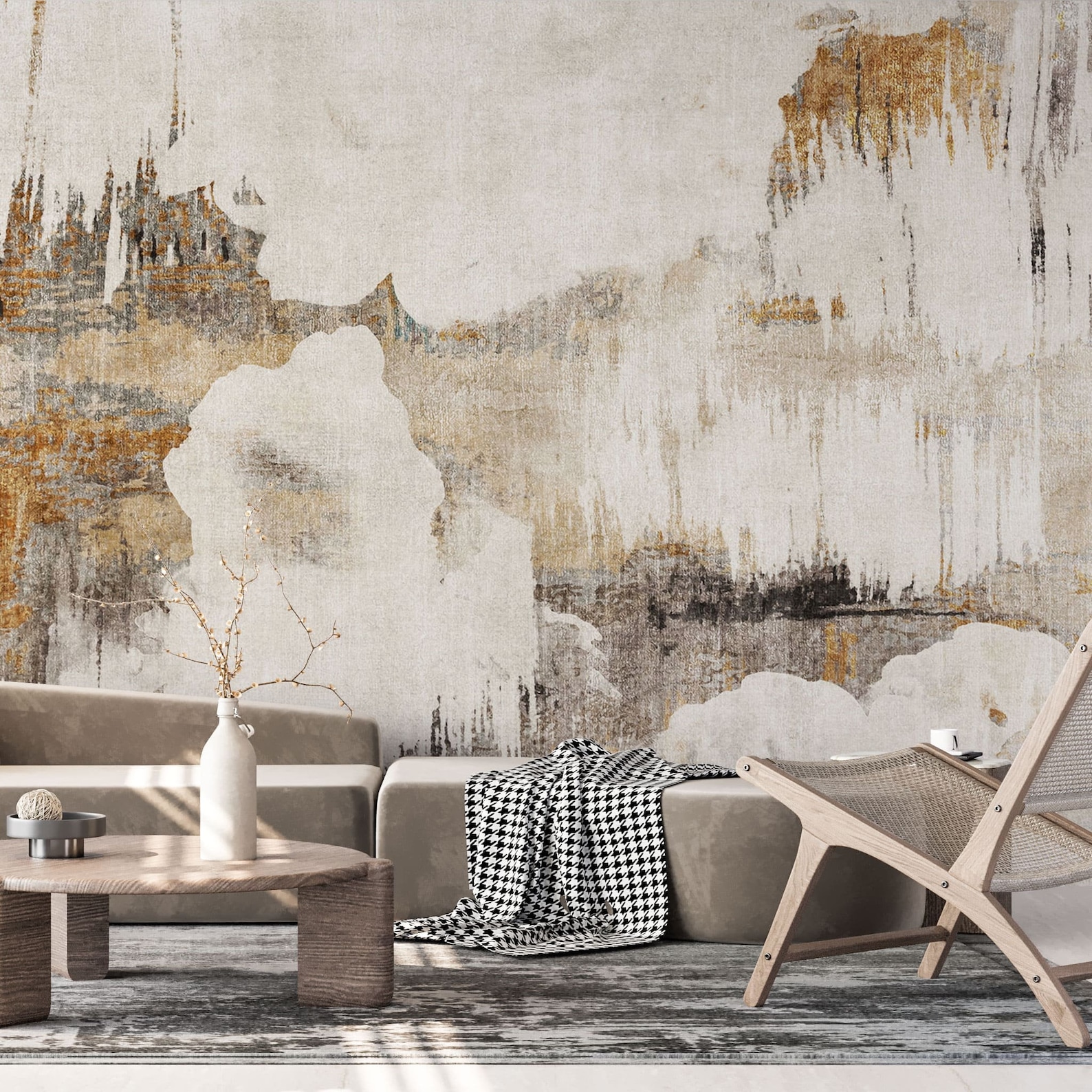 Copper Beige Paint Abstract Wallpaper | Luxury Modern Wall Decor ...